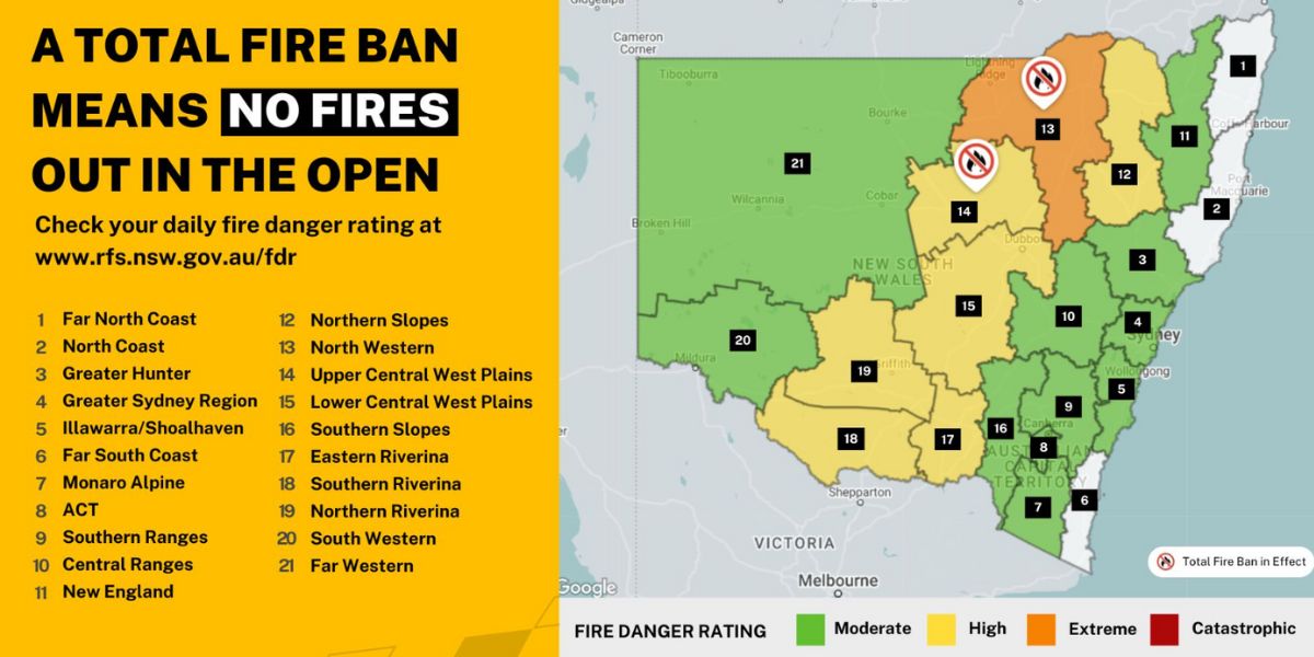 Total fire ban declared for the North West | New England Times